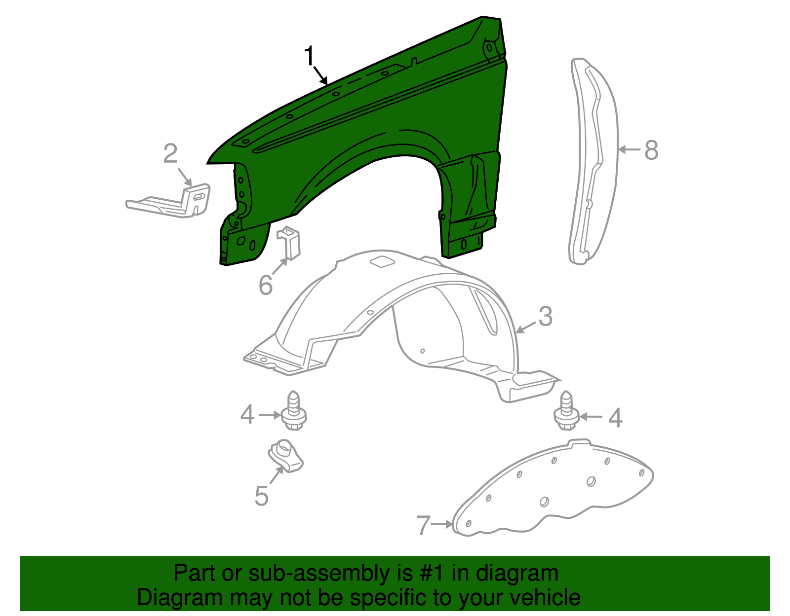OEM Ford Fender For 2006-2011 Ford Ranger - Part No. 6L5Z-16005-BA ...
