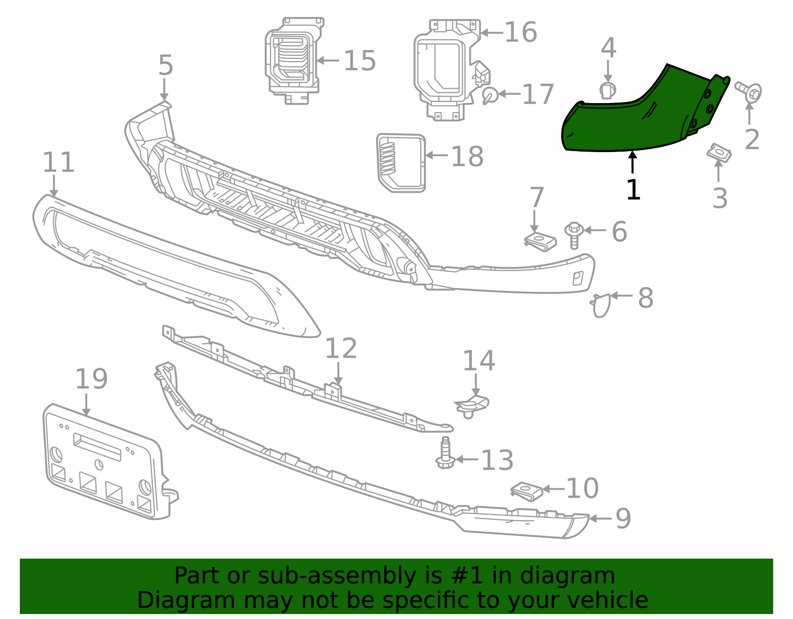 2020-2023 GMC Front Passenger Side Bumper Outer Filler 84677752 ...
