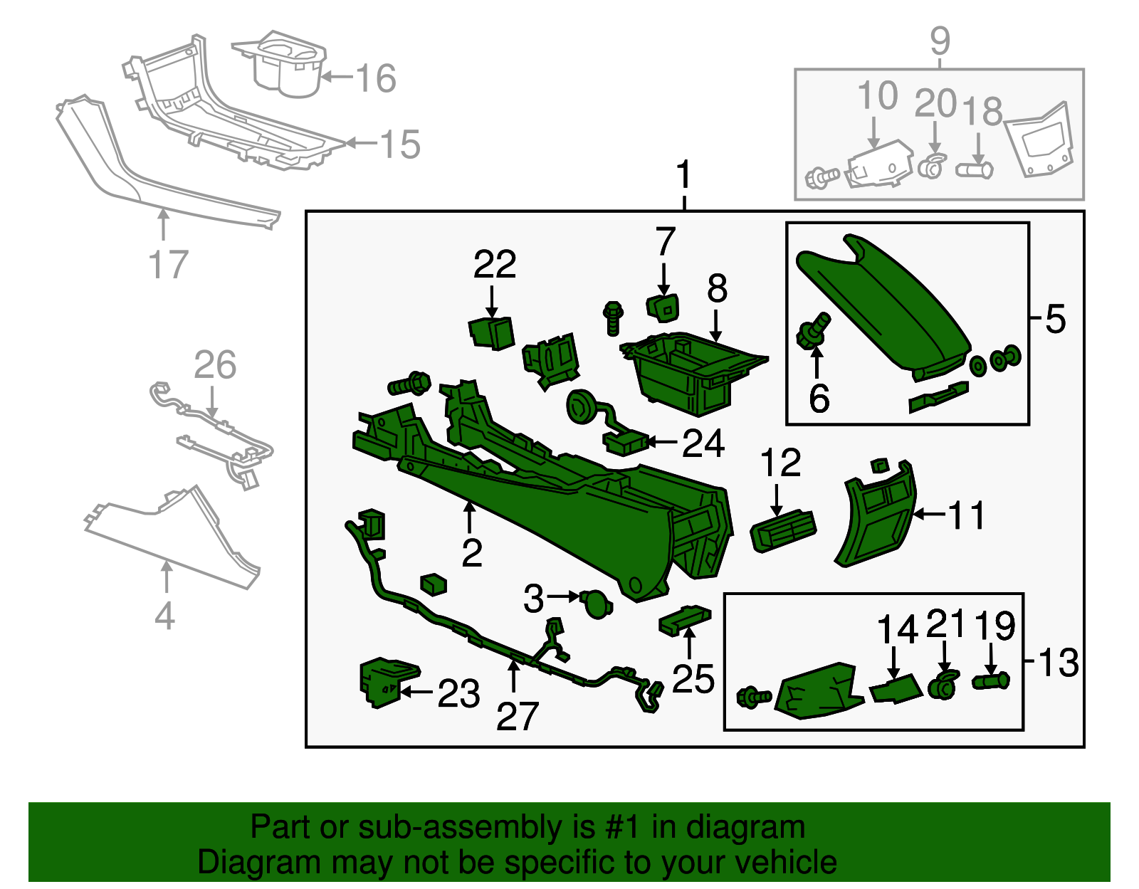 2015 Cadillac ATS Vecchio Base Sauvage Front Floor Console 23224961 ...