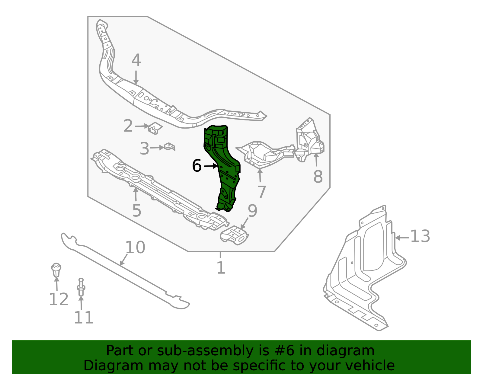 2009-2011 GM Driver Side Front Engine Compartment Front Panel Support ...