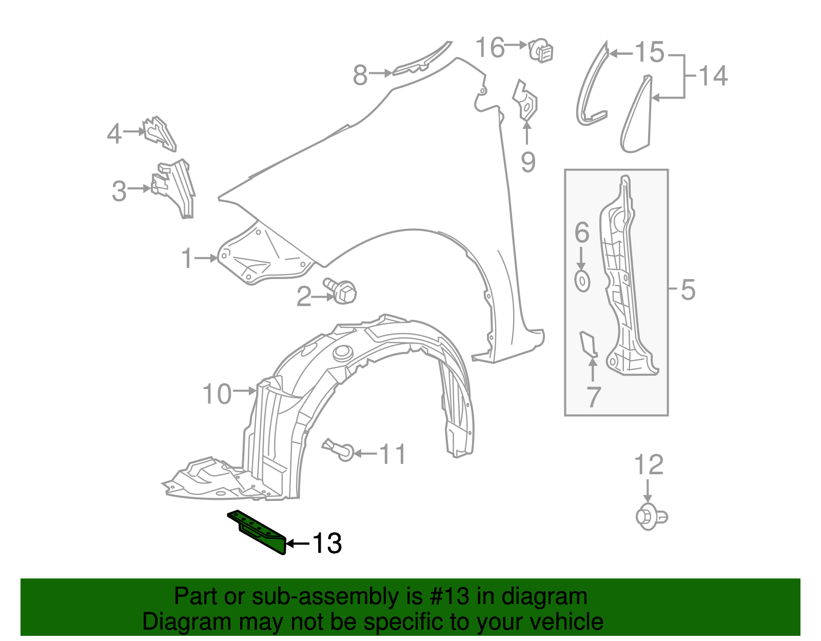 53852-02120 - Fender Liner Pad - 2014-2019 Toyota Corolla | Nucar ...