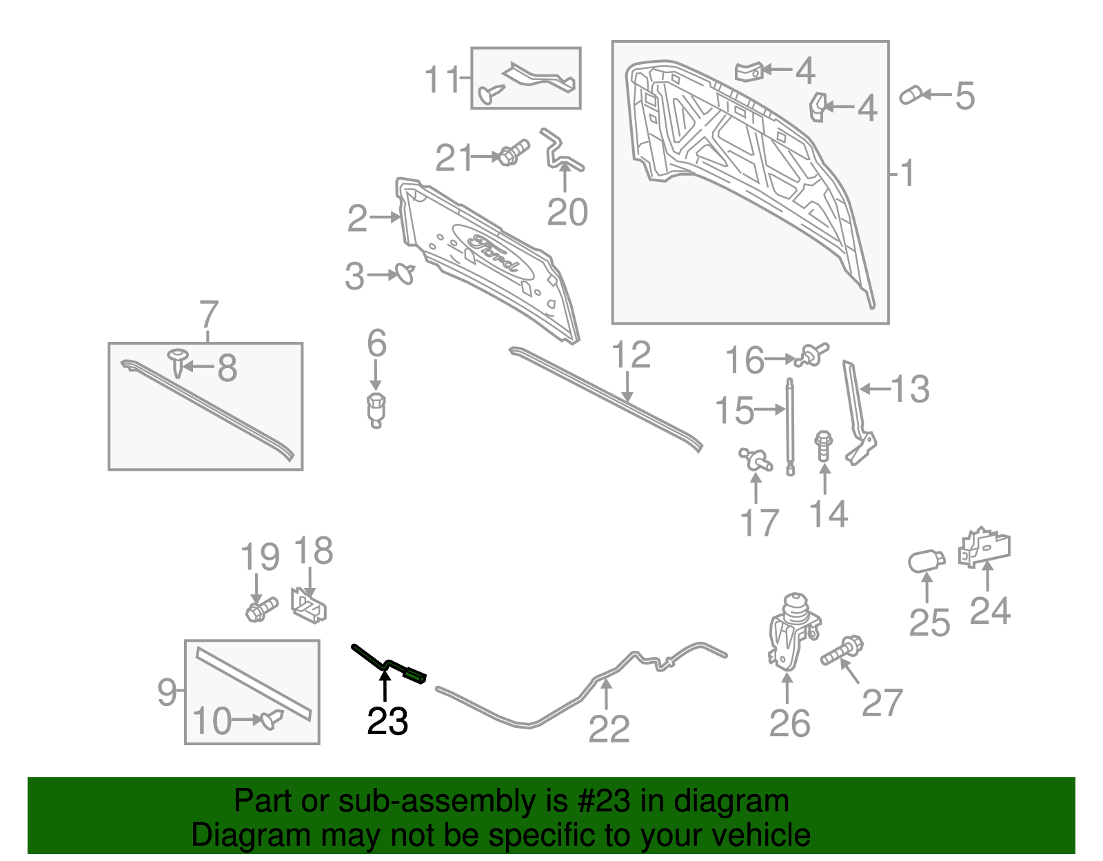 Genuine OEM Ford Part - Hood Release Cable BC3Z-16916-B | Genuine OEM Ford Parts & Accessories