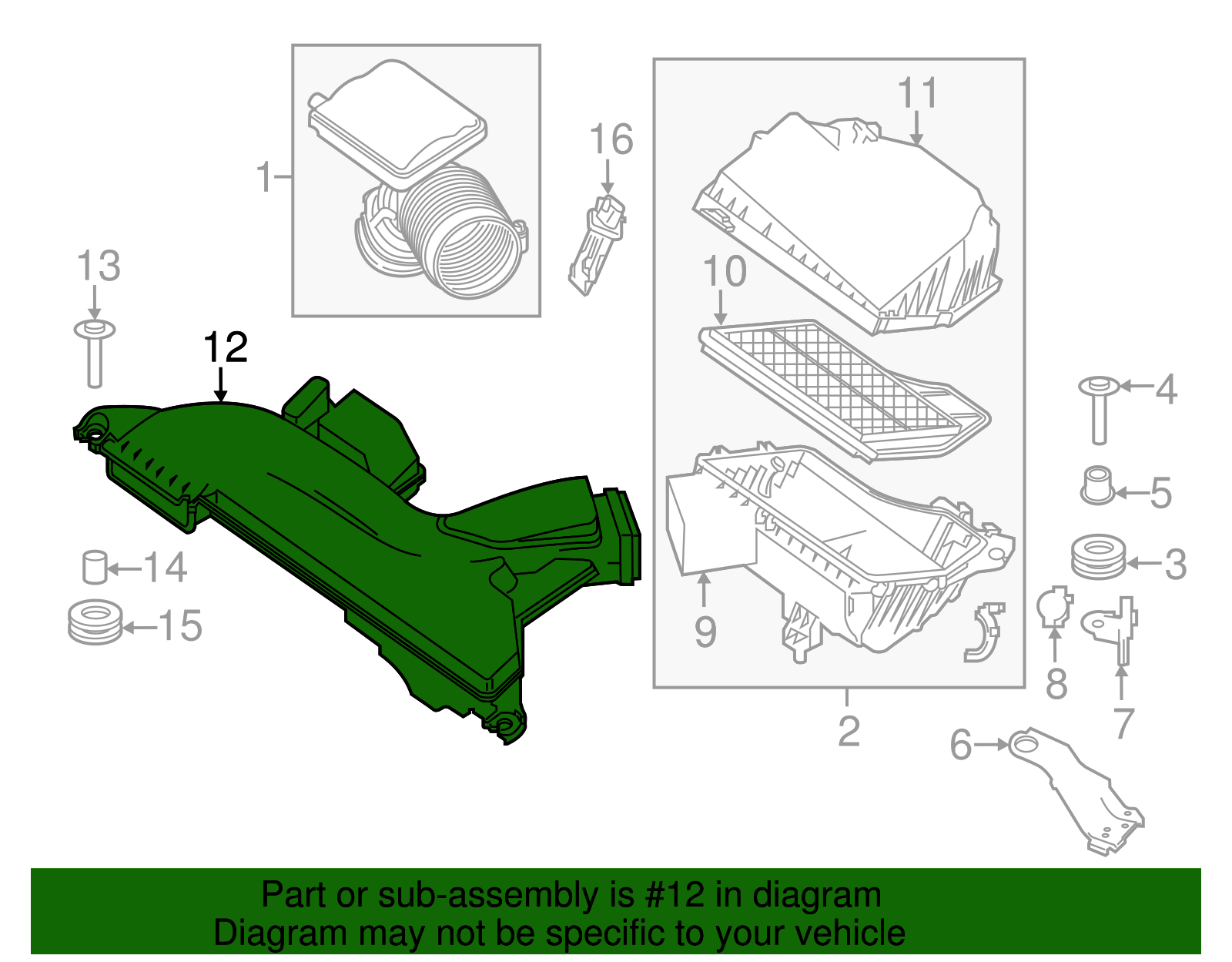 2013-2018 Nissan Altima Air Inlet Duct 16554-3TA0B | TascaParts.com