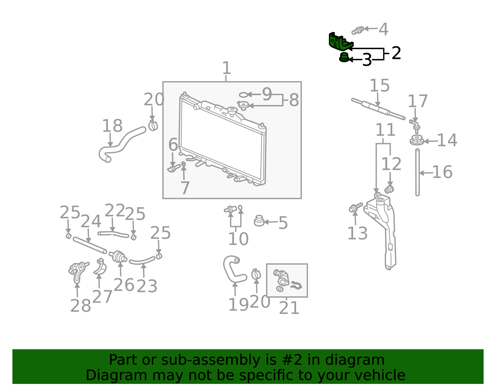 74171-SCV-A00 - Radiator Assembly Upper Bracket 2003-2011 Honda Element ...