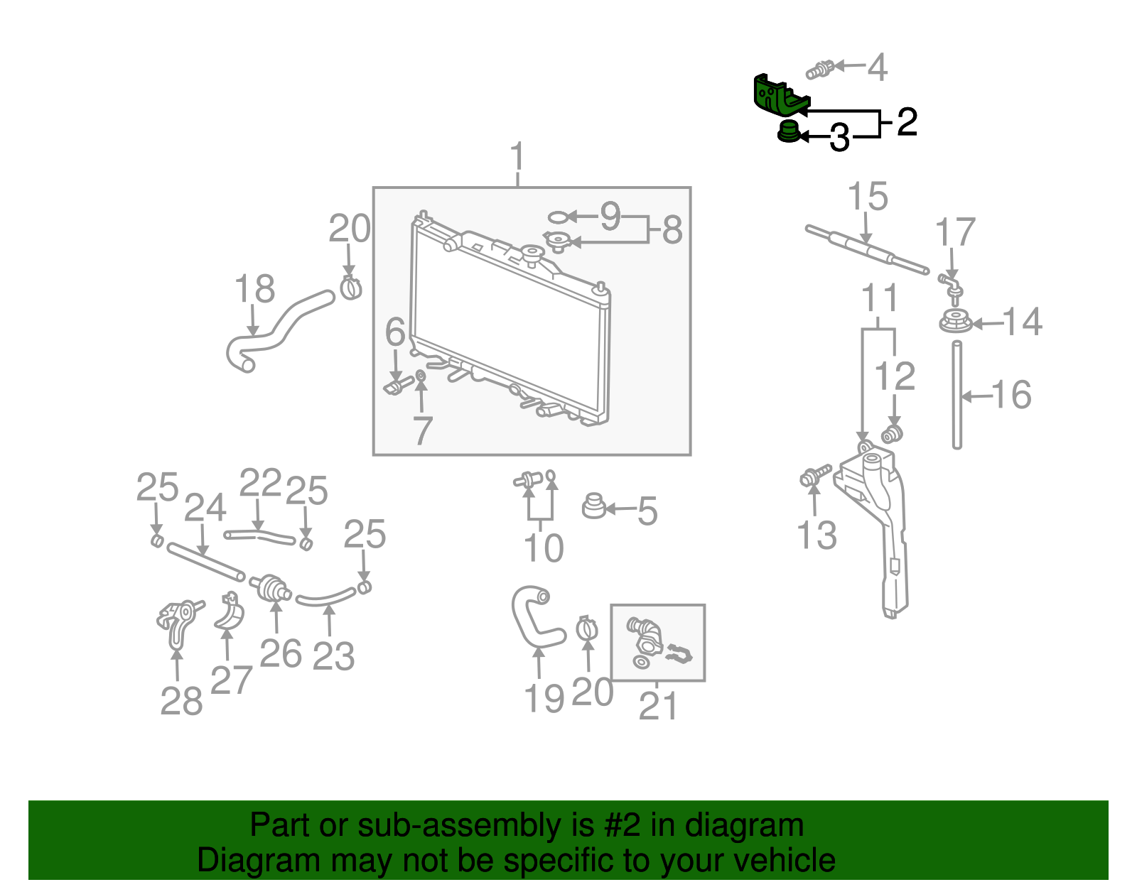 74171-SCV-A00 - 2003-2011 Honda Element - Bracket Radiator Mount (Upper ...