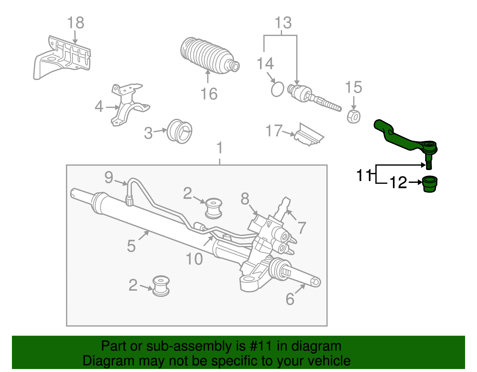 53540-TA0-A01 - Outer Tie Rod 2008-2012 Honda Accord | Honda Parts Online