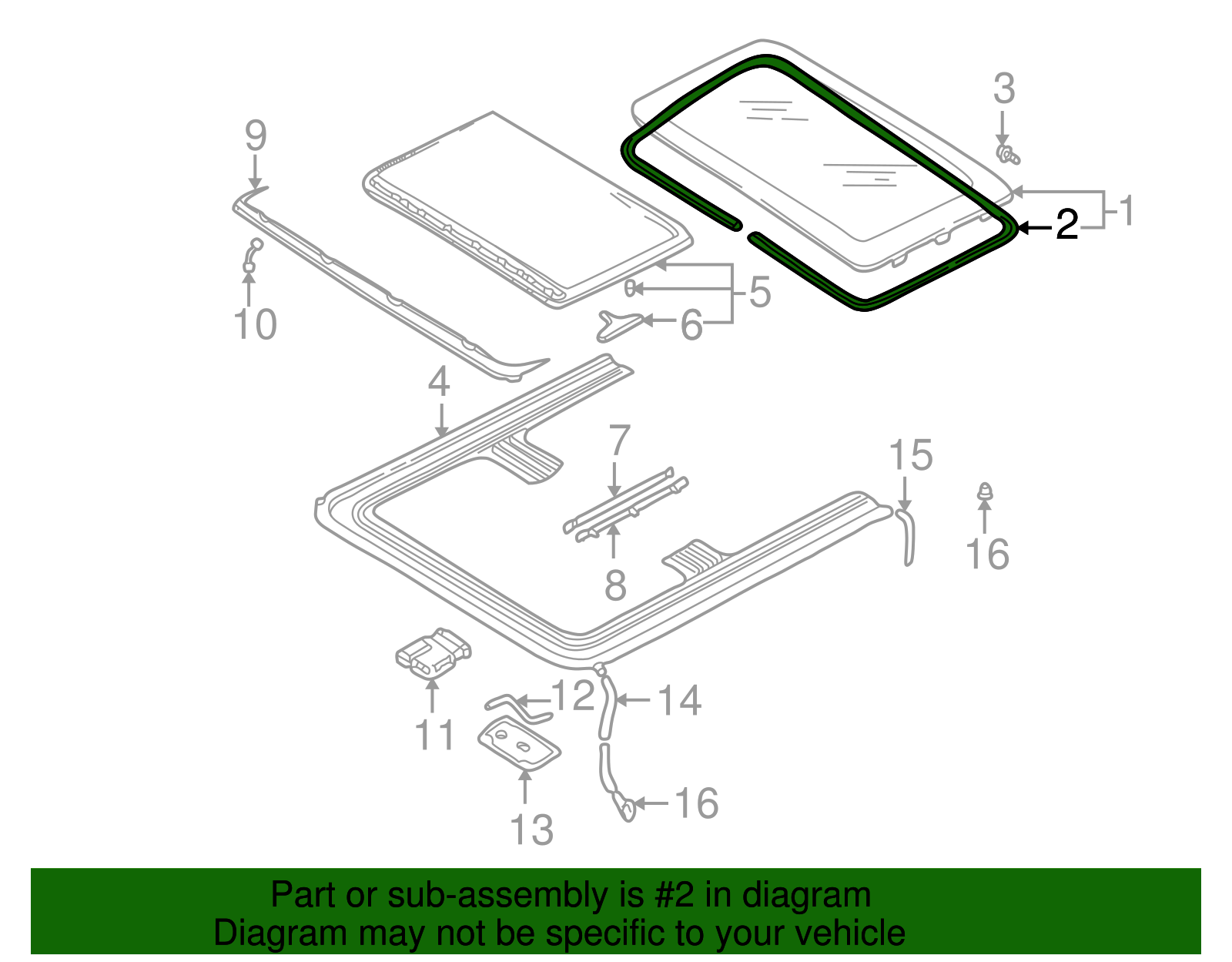 1999-2005 Volkswagen Sunroof Glass Gasket 8E0-877-297 | OEM Parts Online