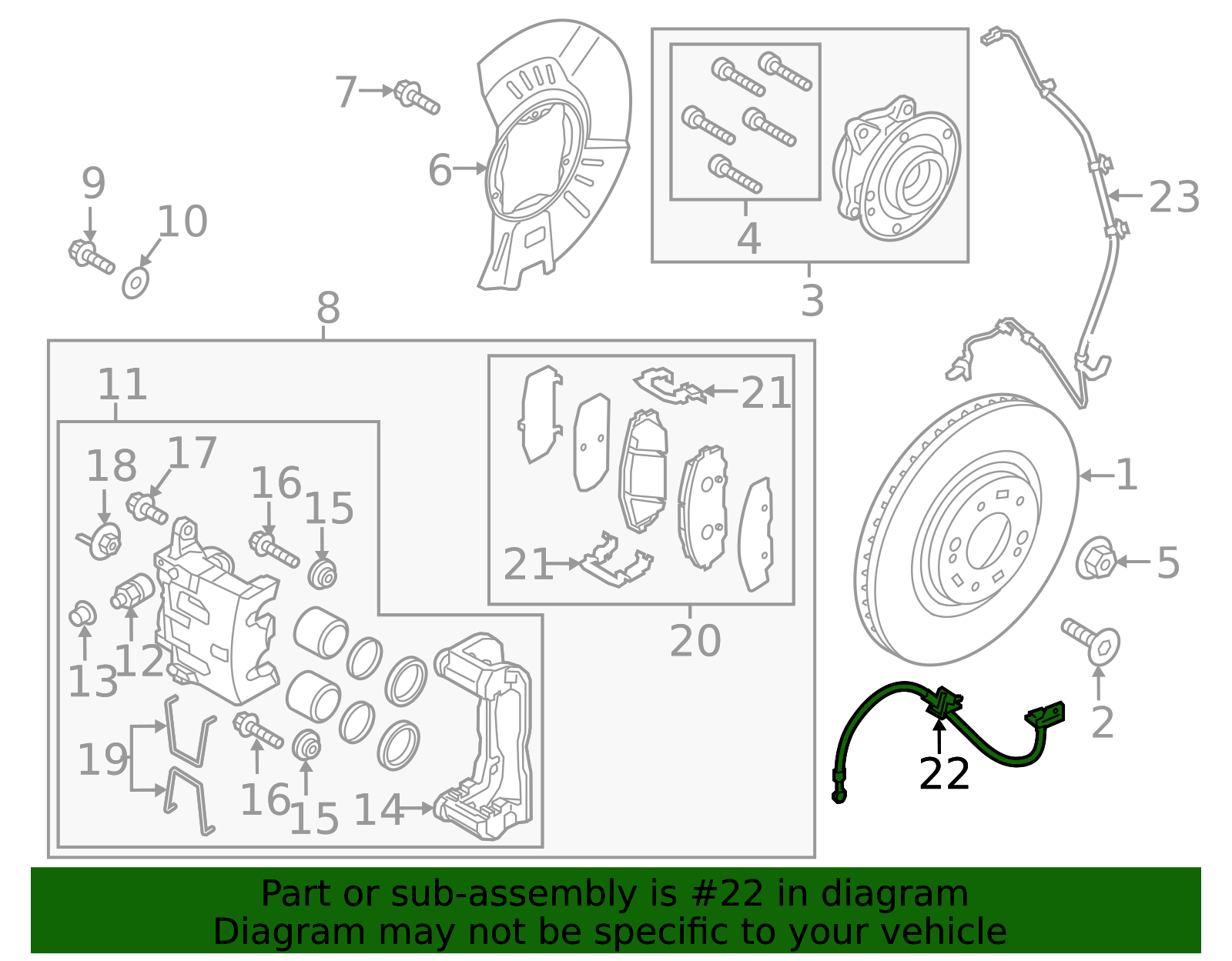 2015-2021 Kia Sedona Brake Hose 58732-A9000 | QuirkParts