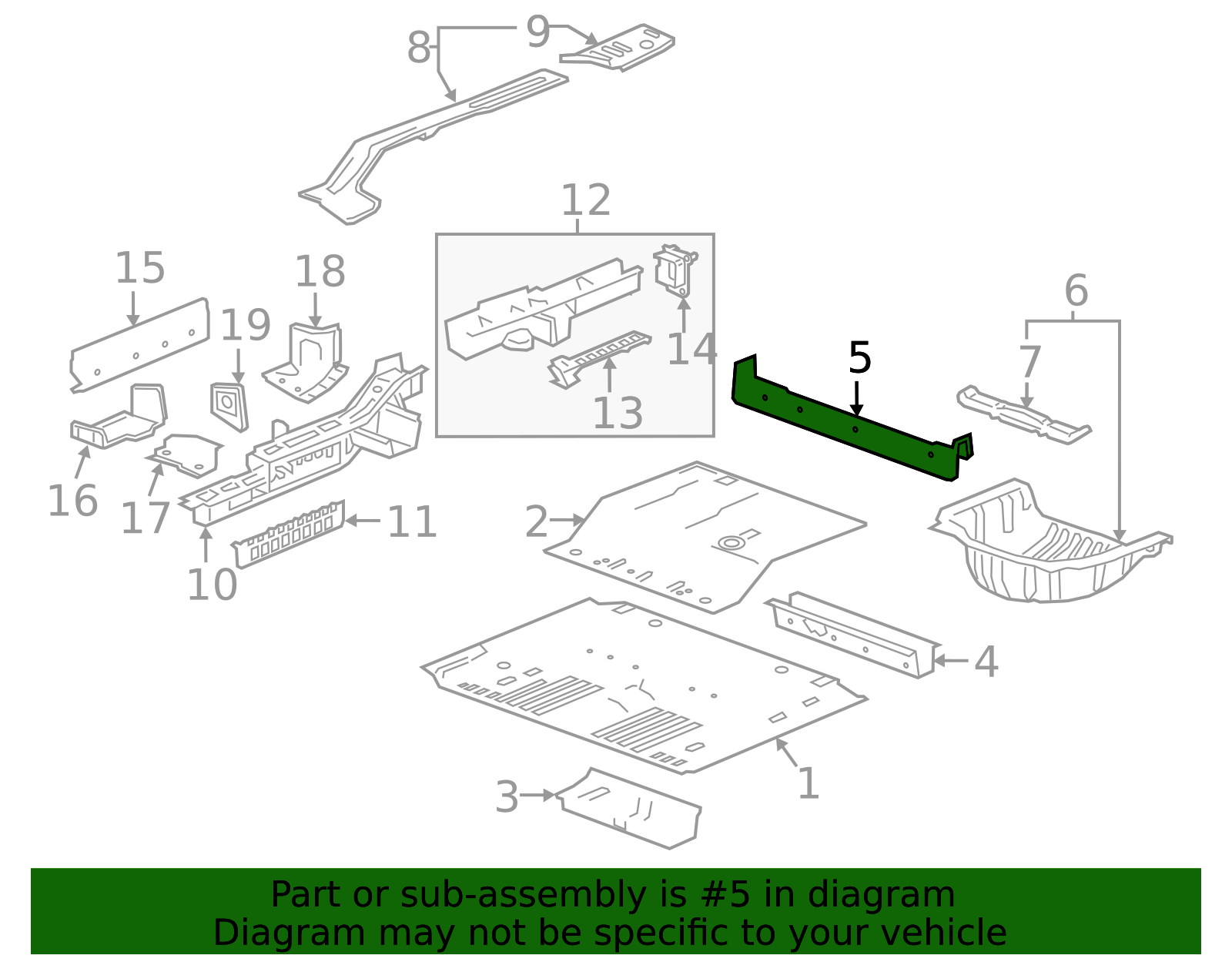 2018-2024 GM Floor Panel Number 5 Bar 84281404 | Applegate Chevrolet Parts