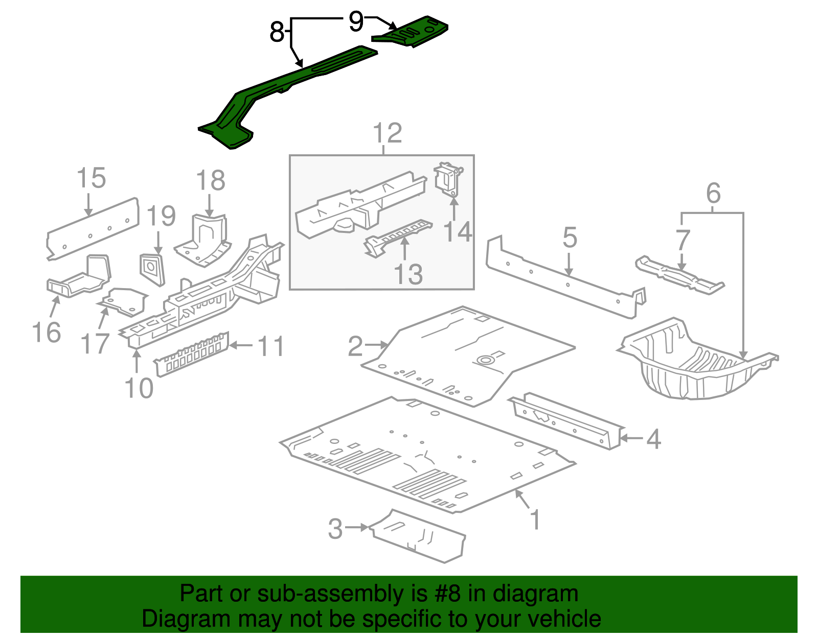 2018-2024 GM Driver Side Rear Compartment Floor Panel Rear Rail ...