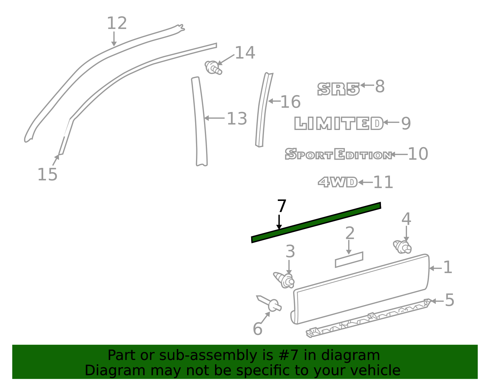 Toyota Parts Pad, Front Door Outside Moulding, Upper 75793-35030-C0 ...