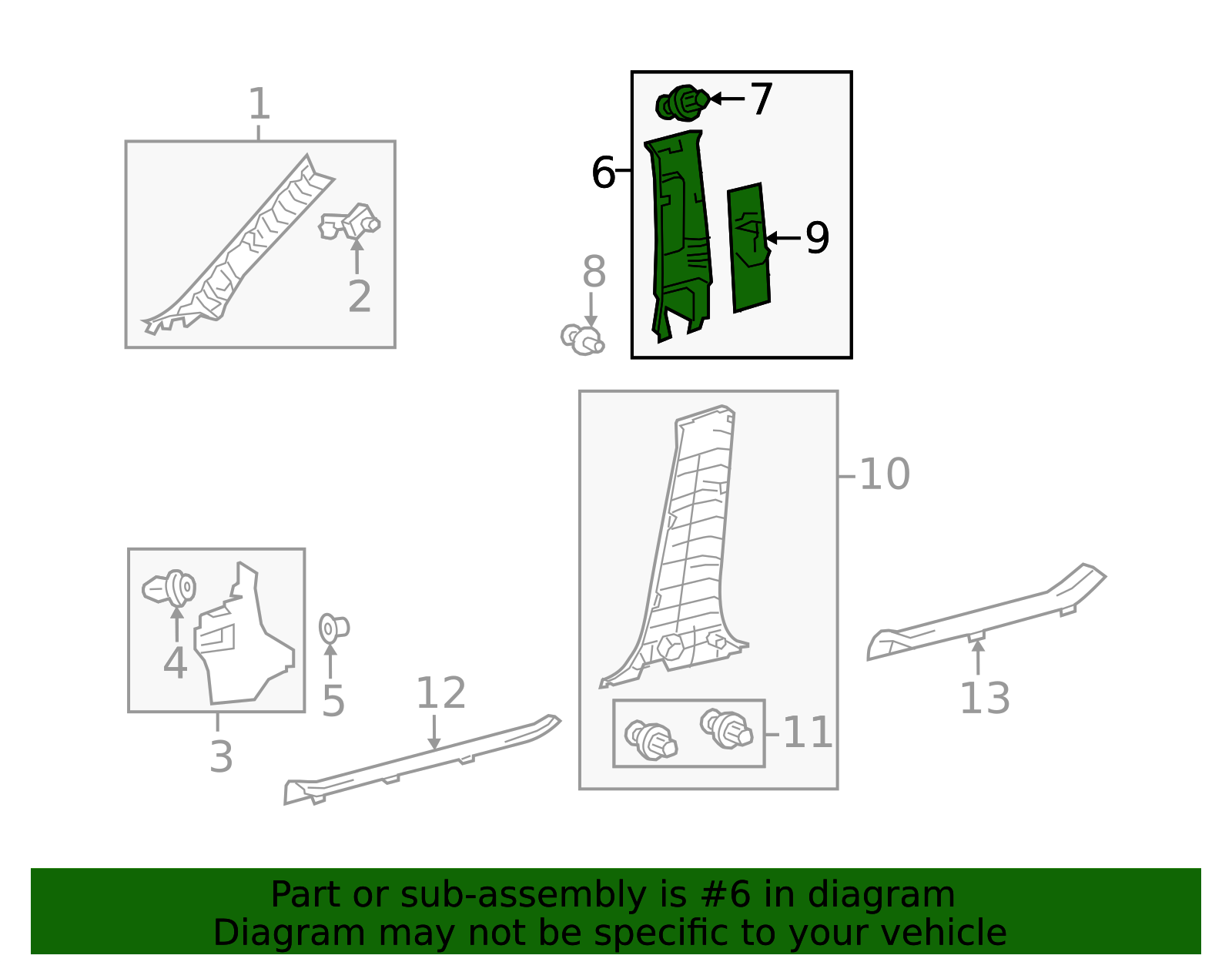 2021-2024 Toyota Venza Upper Center Pillar Trim 62420-48120-C1 | MotorMotor
