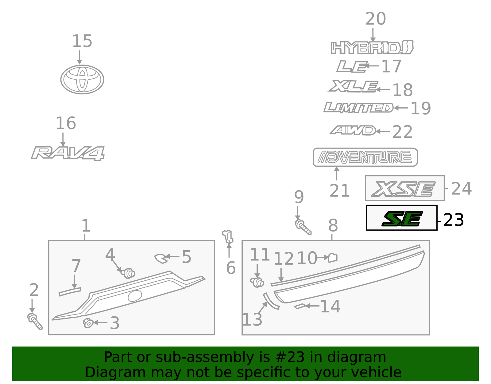 Genuine Toyota Nameplate part# 75444-0R100 for 2019-2025 Toyota ...