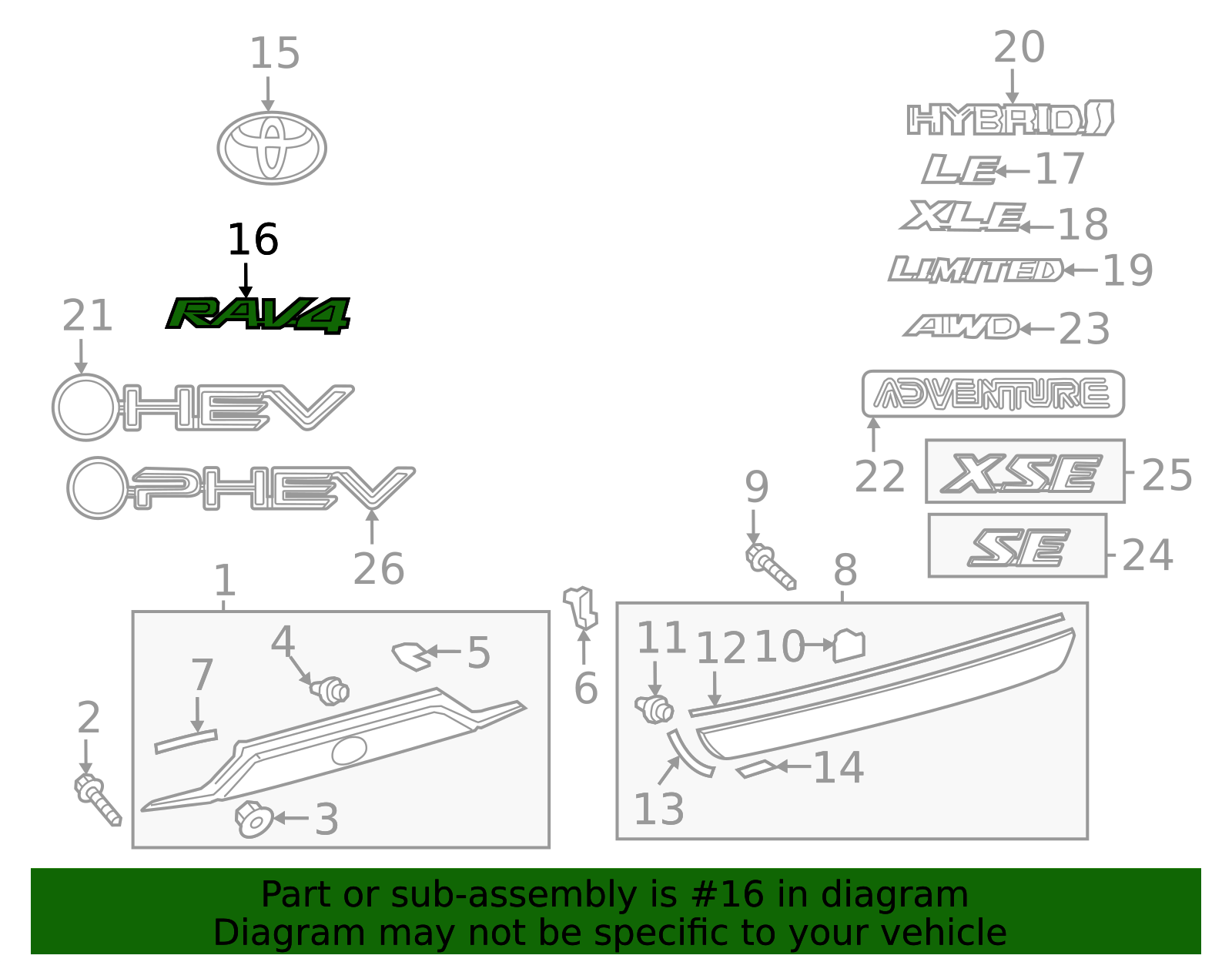 2019-2025 Toyota Hatch Emblem 75431-0R070 | Toyota Parts Center