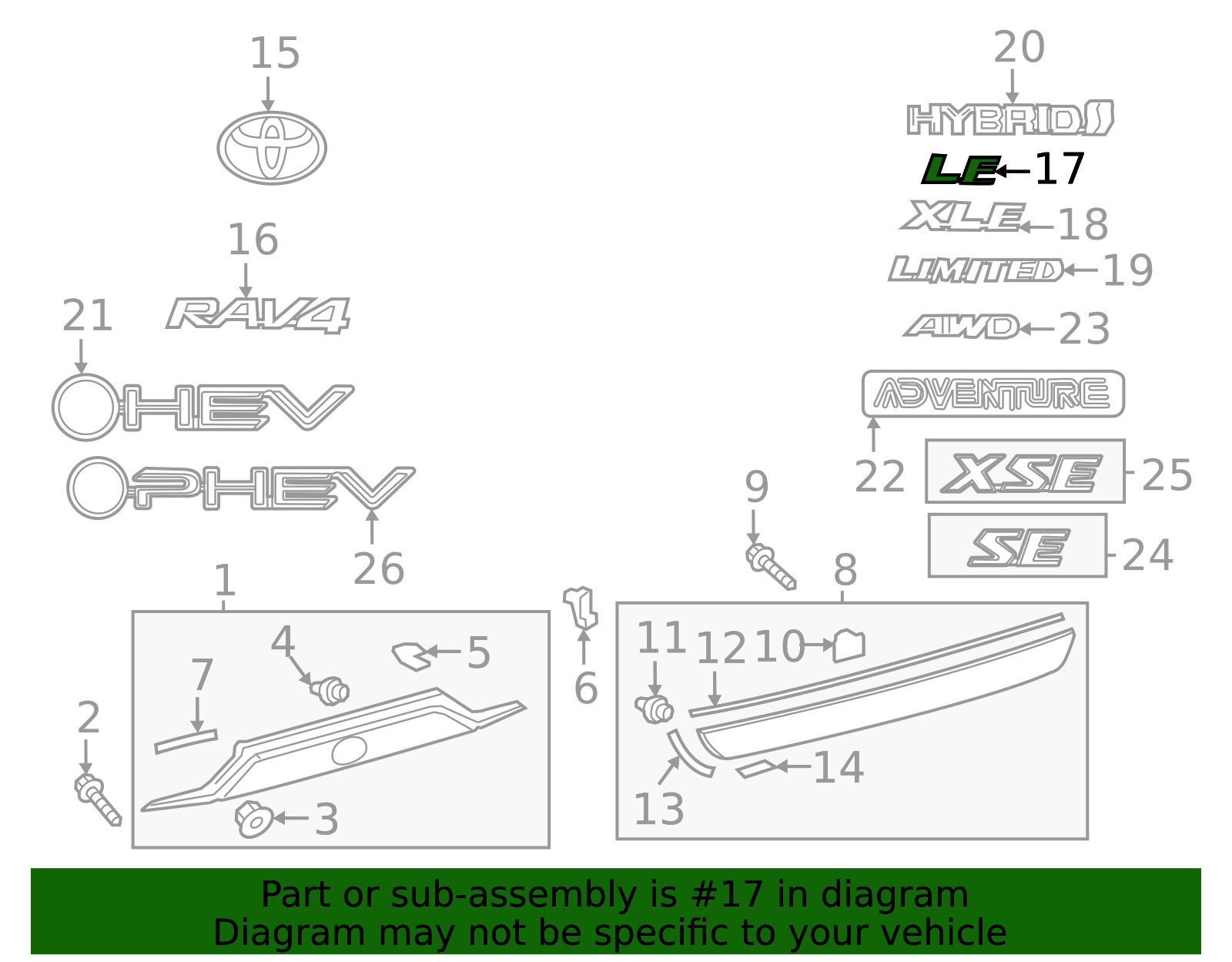 2019-2025 Toyota RAV4 2019-2024 Toyota RAV4 - Nameplate 75443-0R080 ...