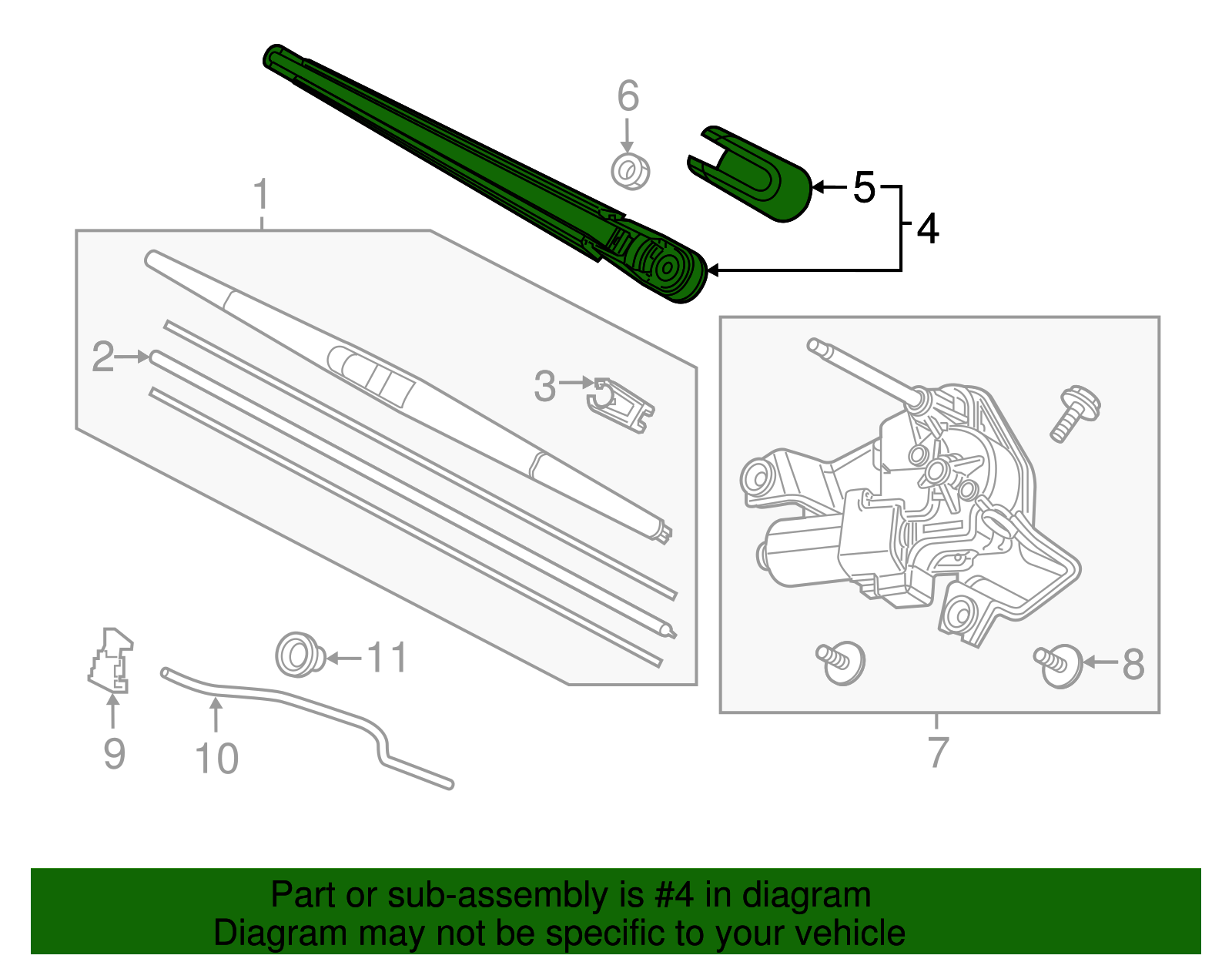 2018-2025 Honda Back Glass Wiper Arm 76720-THR-A01 | hondapartswd