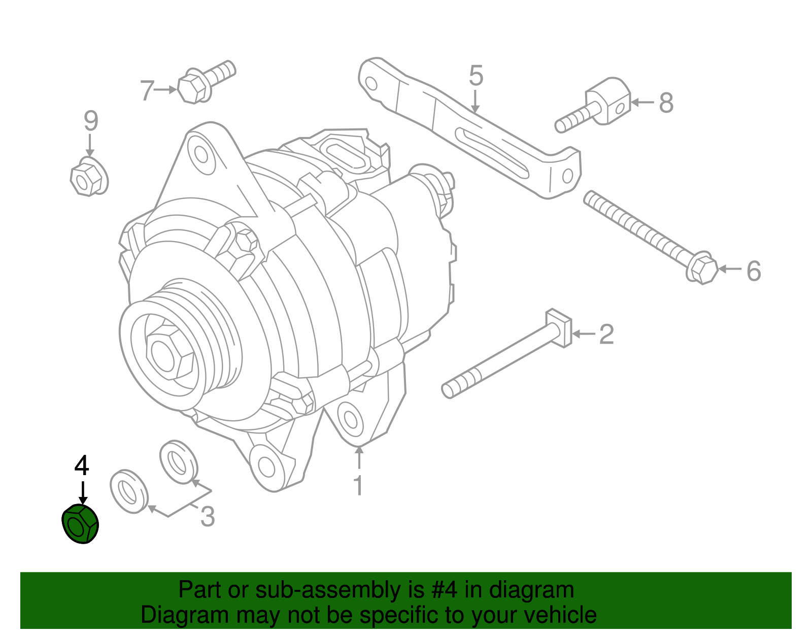 2013-2024 Mitsubishi Alternator Nut MF430122 | Mitsubishi Parts ...