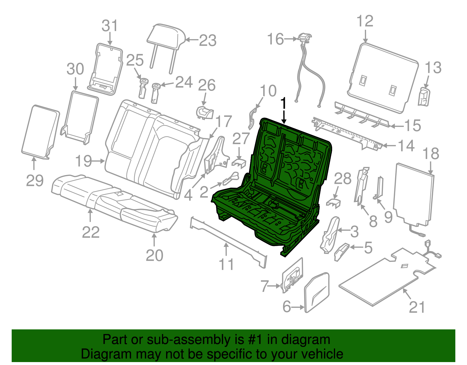 2018-2025 Volkswagen Atlas Seat Frame 3QF-885-063-R | OEM Parts Online