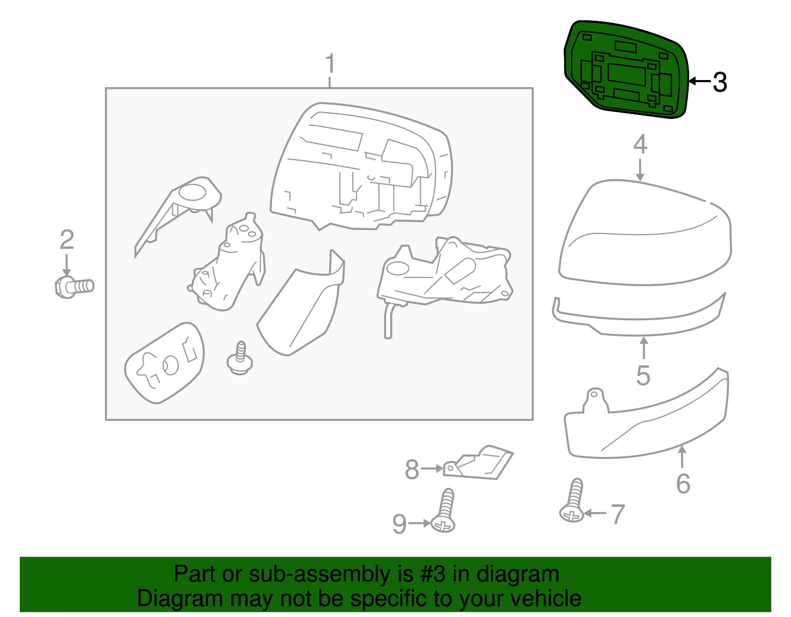 2015-2021 Subaru Mirror Glass 91039AL12A | Subaru Parts Store