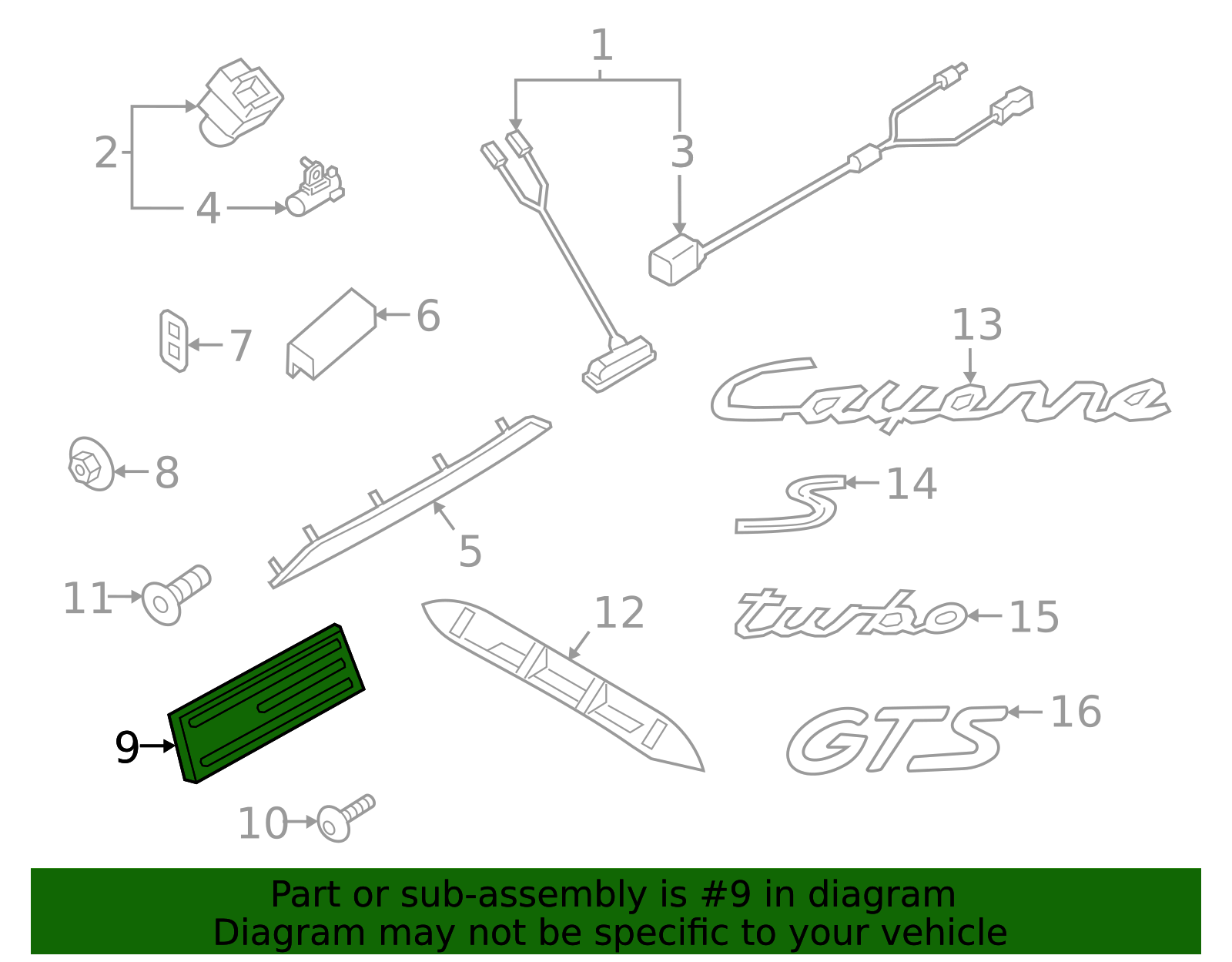 2019-2022 Porsche Cayenne License Bracket 9Y0-827-211-B | Gaudin Porsche Parts
