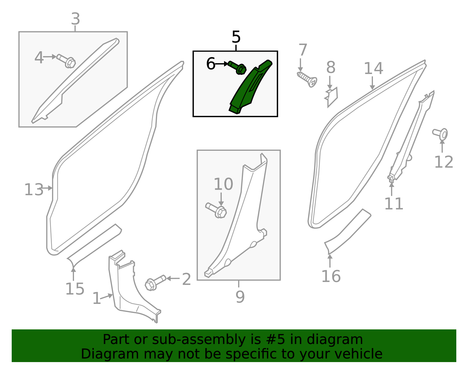 2013-2019 Nissan Sentra Upper Center Pillar Trim 76914-3SG0A | Nissan RVA