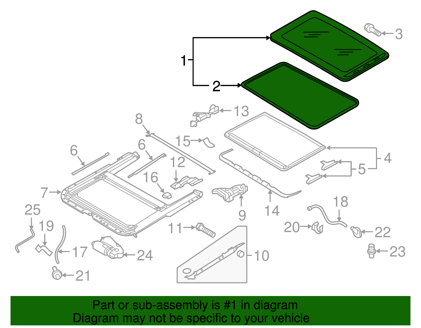 2011-2018 Volkswagen Jetta Sunroof Glass 5C6-877-071-A | VW Direct Auto ...