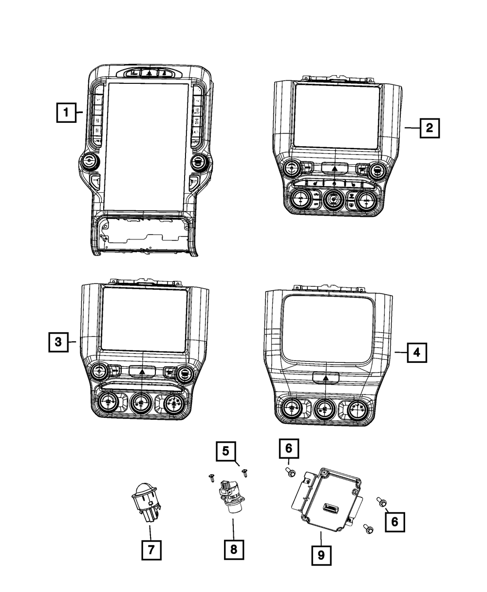 68356774AE - Center Stack 2019 Ram | The Official Mopar eStore