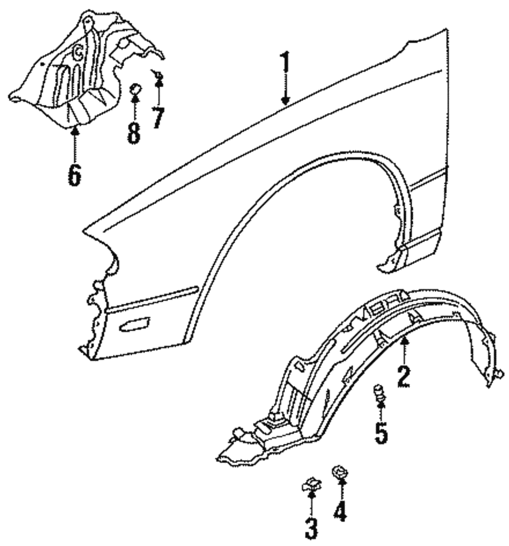 1989-1998 Nissan Fender Liner Clip S13 63848-D4000 | Parts for Nissans