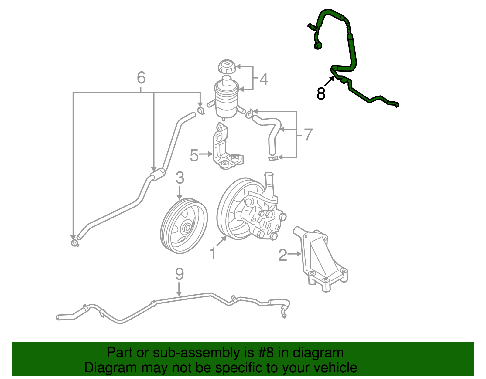 Hyundai - 57510-0W300 - Power Steering Pressure Hose - 2007-2009 ...