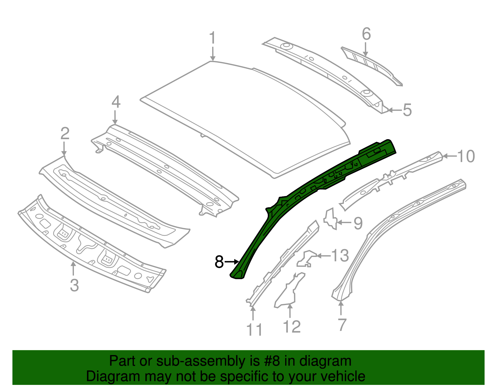 8V4-810-180-A - Inner Windshield Pillar 2016-2018 Audi A3 Sportback e ...
