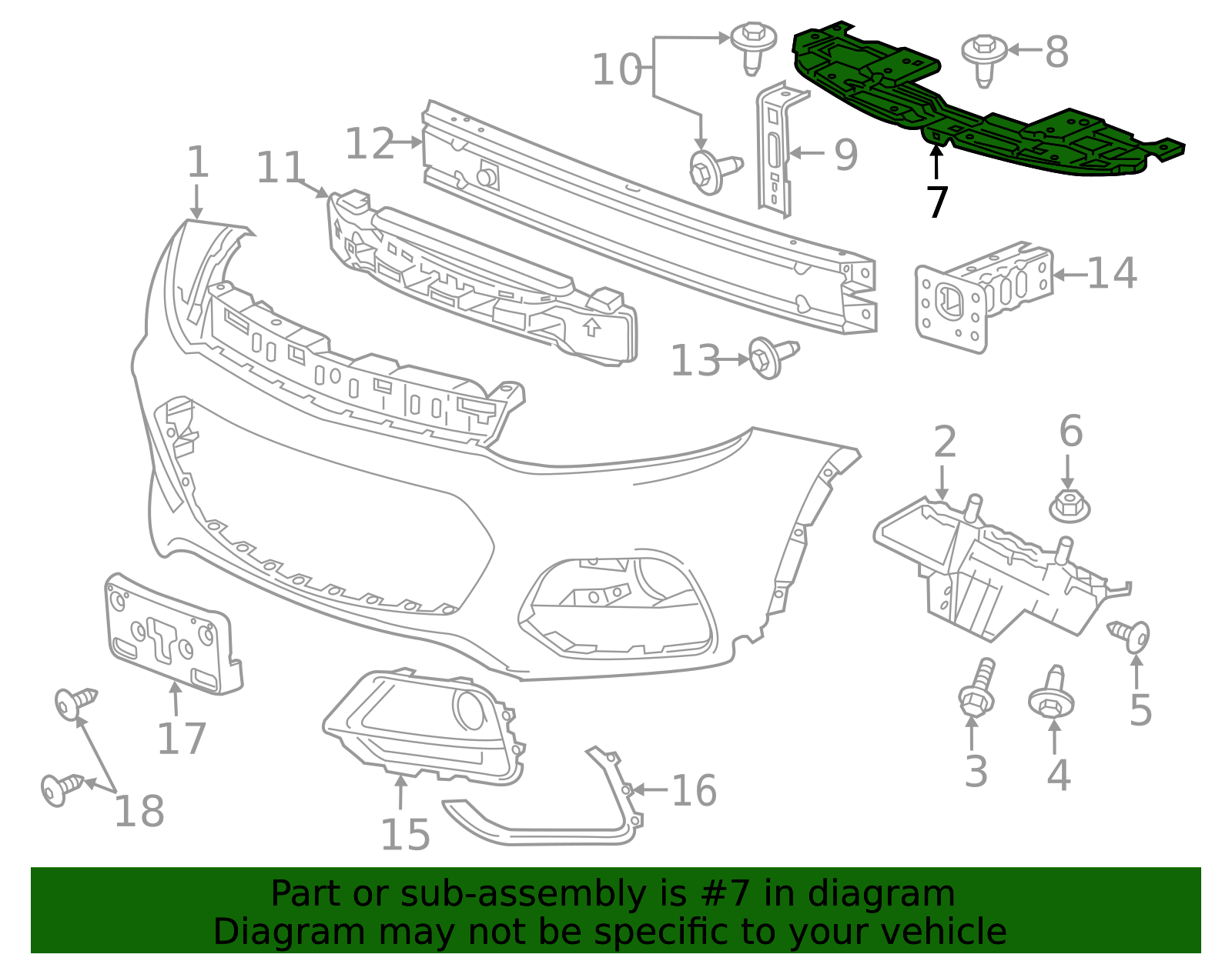 2017-2022 Chevrolet Trax Front Bumper Fascia Center Support 42595811 GM ...