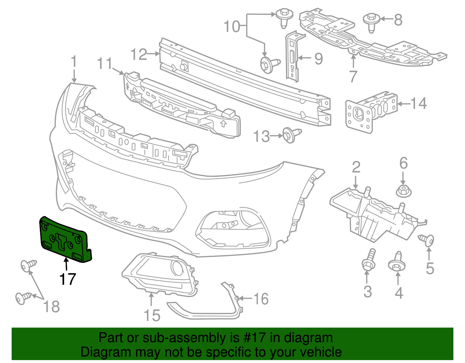 94533706 - Front License Plate Bracket Attachment Kit 2017-2022 ...