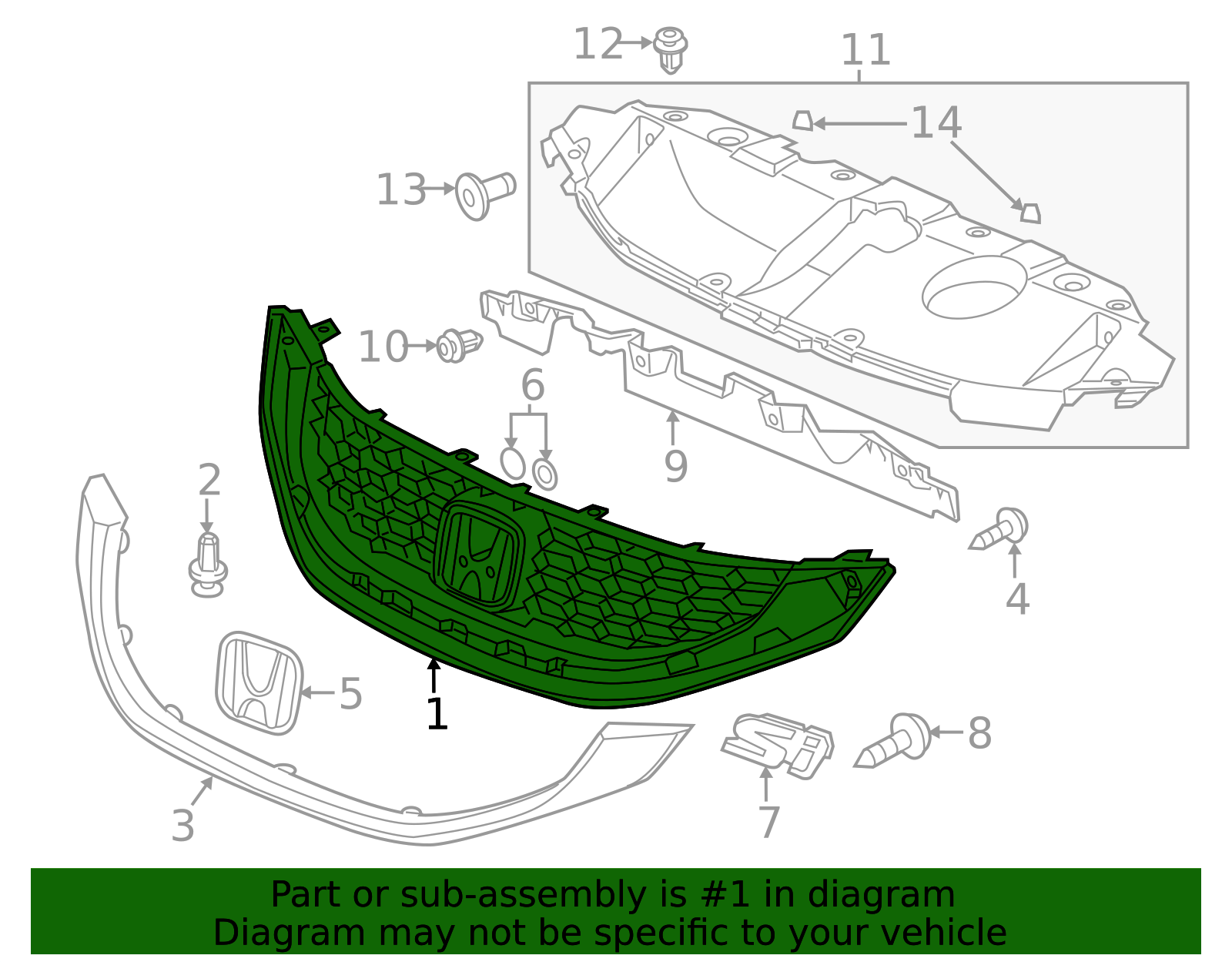 2013-2015 Honda Civic Grille 71121-TR3-A11 | OEM Parts Online