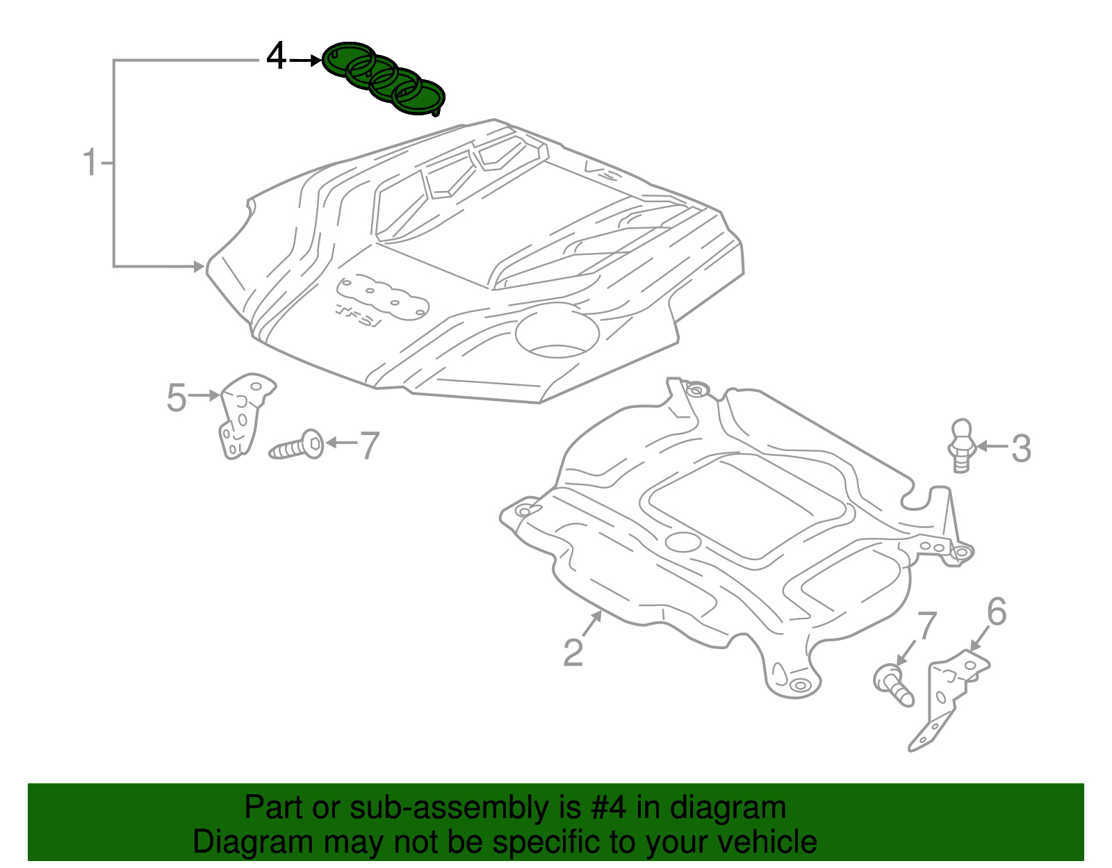 2008-2025 Audi Engine Cover Emblem 4H0-103-940-A | OEM Parts Online