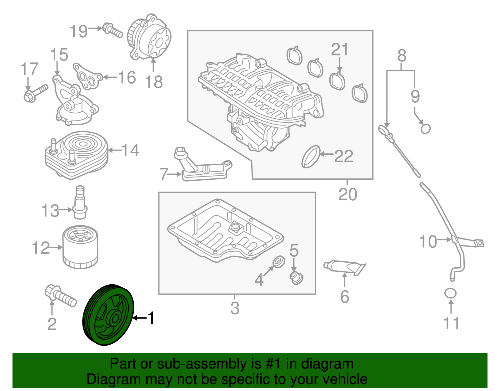 Genuine Crankshaft Pulley for 2017-2020 Hyundai Elantra | Part# 23124 ...