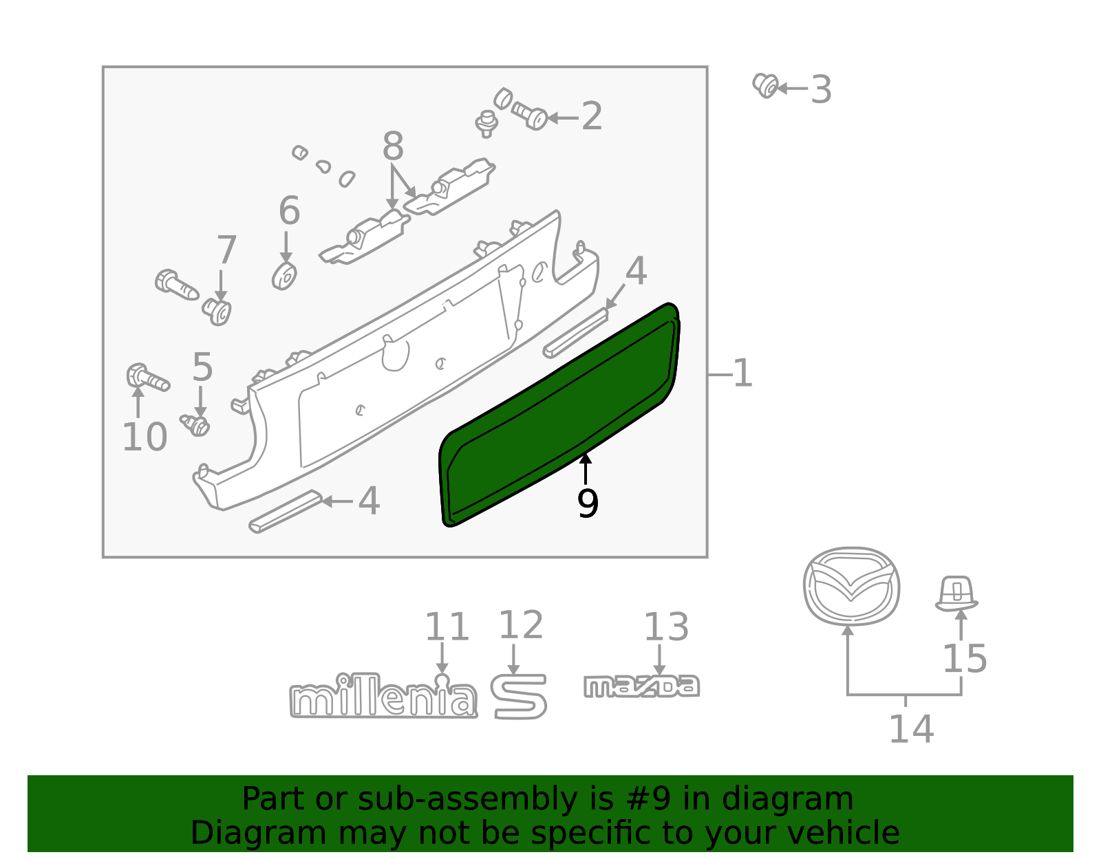 2001-2002 Mazda Millenia Deck Lid Molding T060-50-852A | OEM Parts Online
