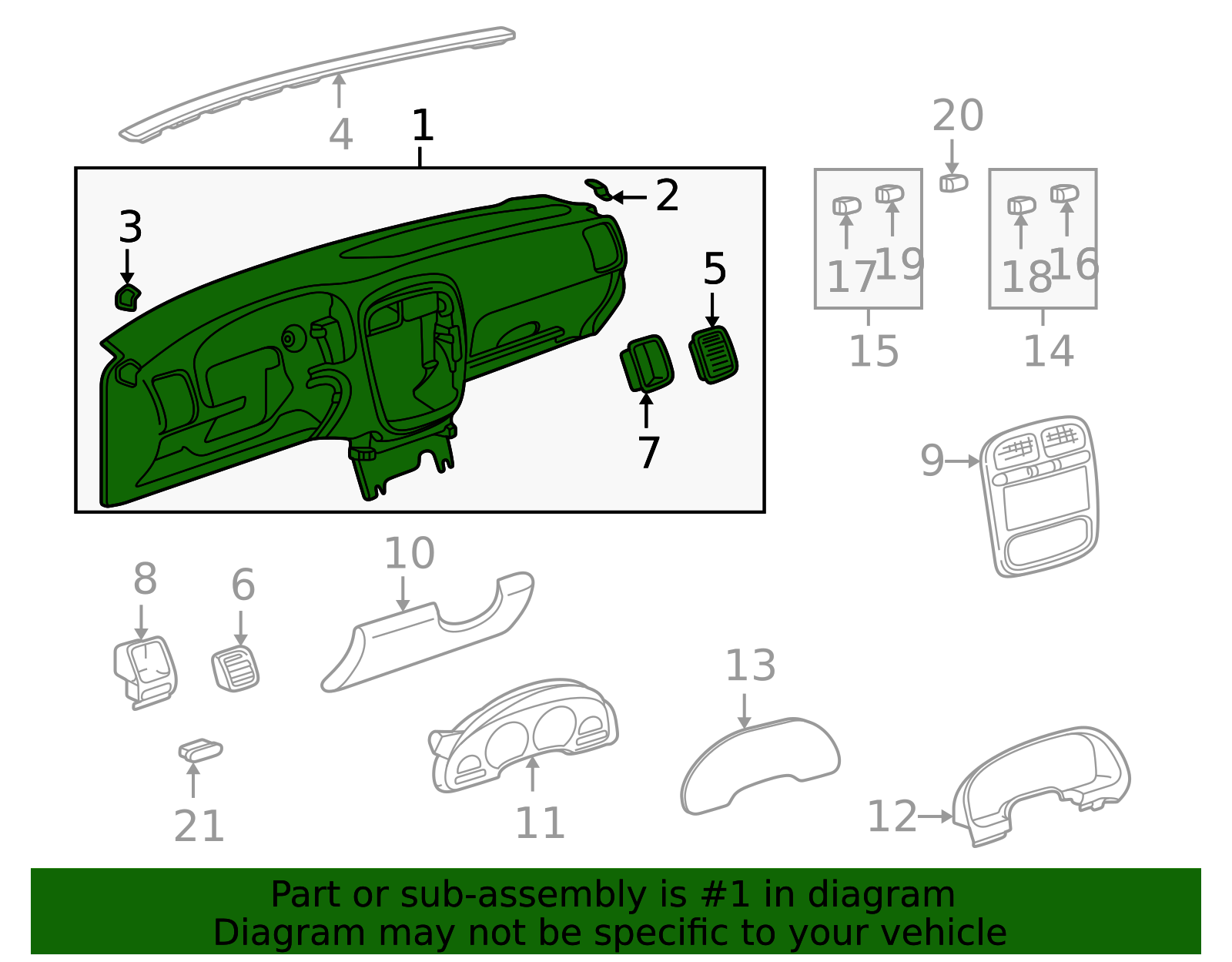2000-2001 Saturn Panel Asm Inst *Md Dk Oak 22680804 | TascaParts.com