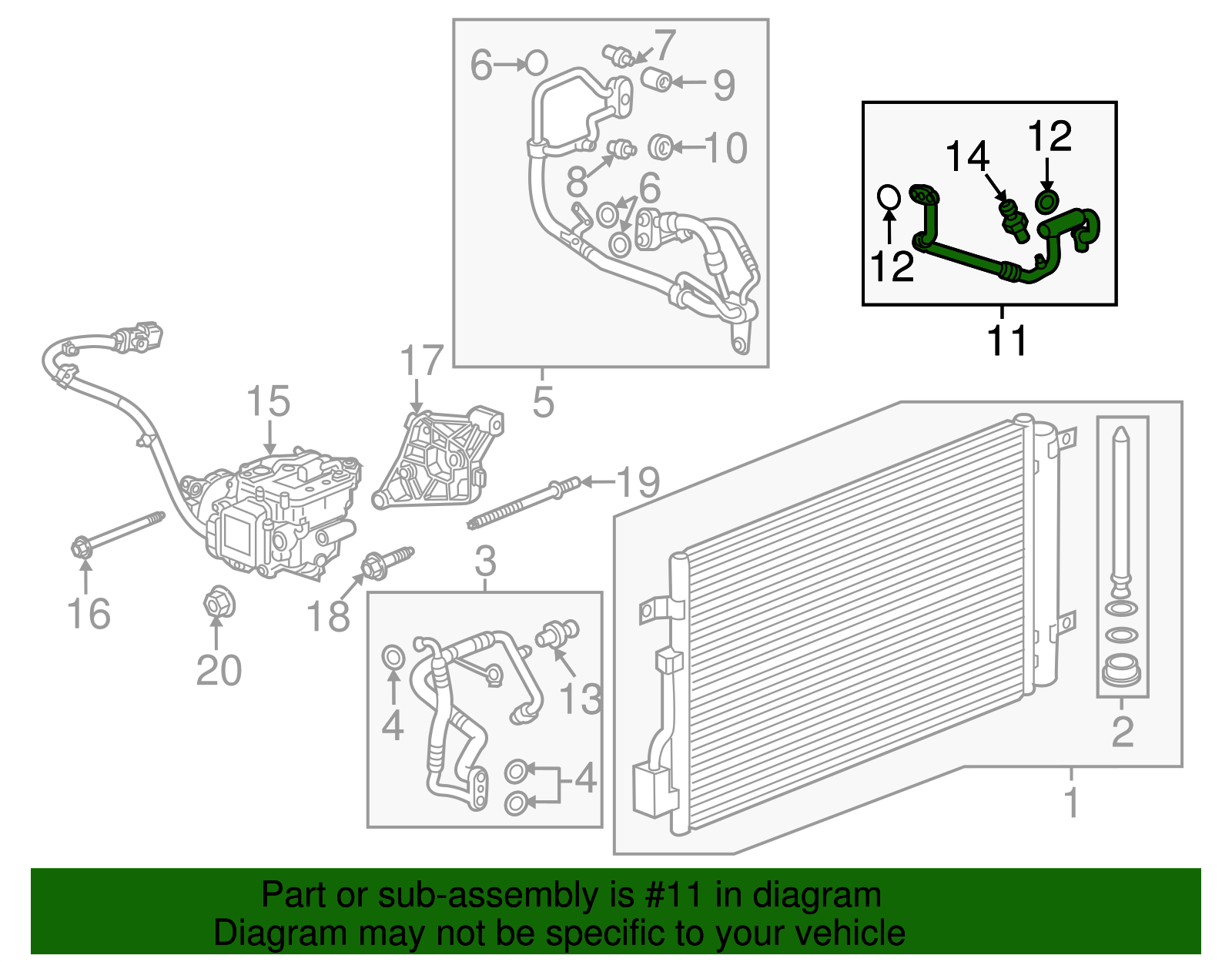 2014-2016 Chevrolet Spark EV Air Conditioning Compressor Hose 95366493 ...