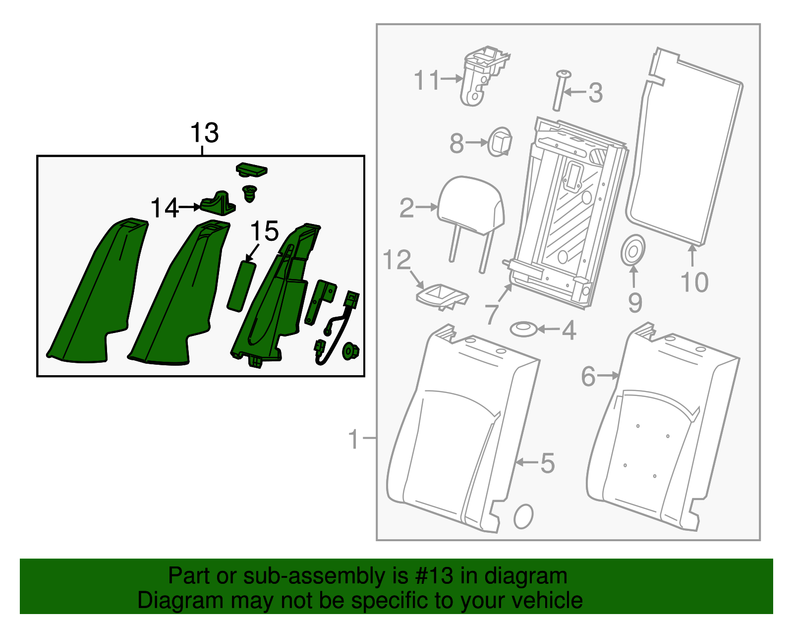 84017879 - 2015-2016 Chevrolet - Dark Titanium Rear Seat Back Bolster ...