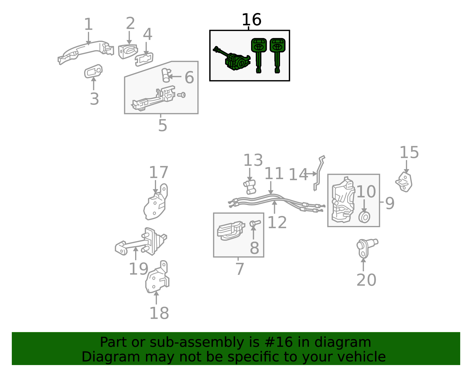 2005-2015 Toyota Door Lock Cylinder 69052-04020 | OEM Parts Online