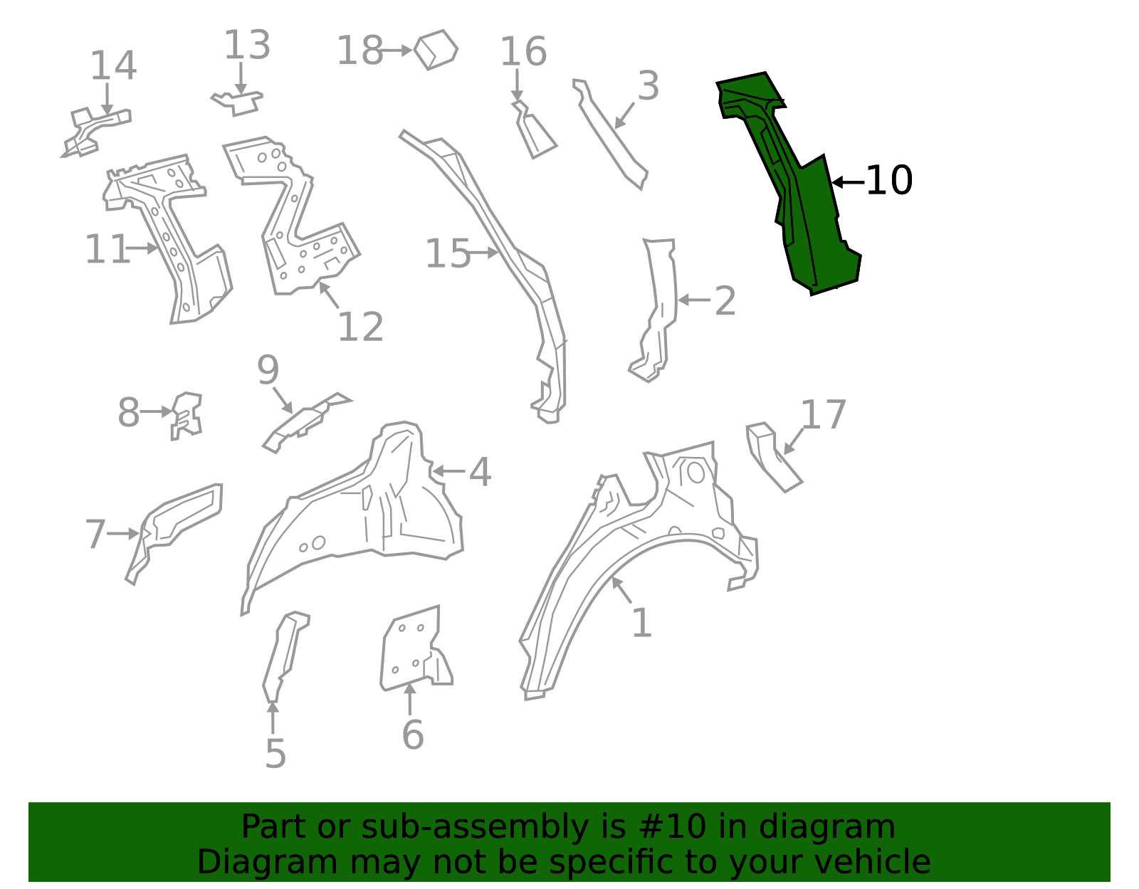 Genuine Official Toyota Quarter Panel part# 61707-0R040 for 2013-2018 ...