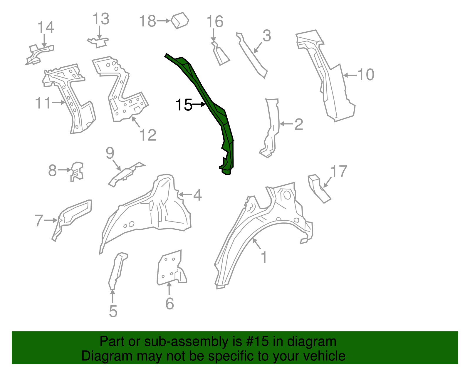 Genuine Toyota Pillar Reinforced part# 61703-0R030 for 2013-2018 Toyota ...