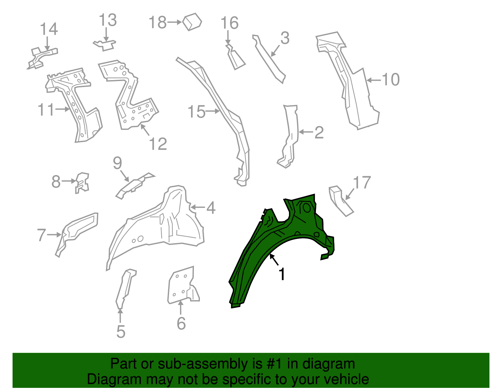 2013-2018 Toyota RAV4 Outer Wheelhouse 61632-0R030 | Toyota Parts Center