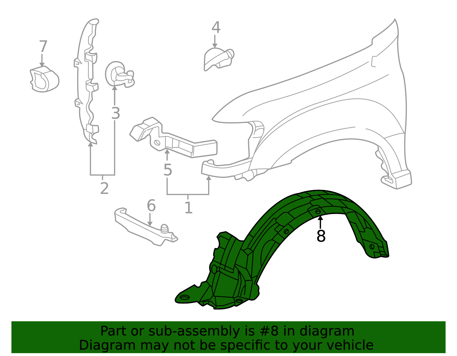 53876-0C040 - Fender Liner - 2005-2007 Toyota Sequoia | Nucar Toyota of ...