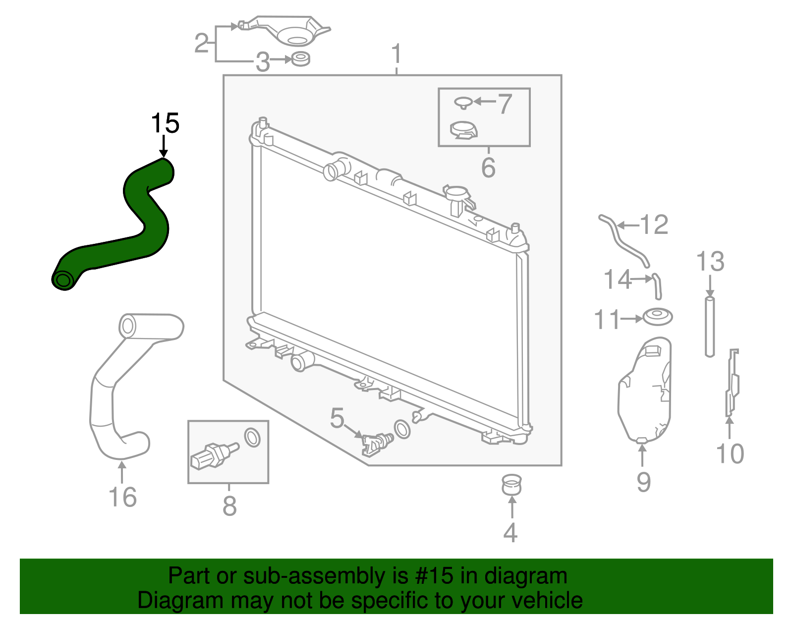 2014-2017 Honda Accord Upper Hose 19501-5K0-A00 | Honda Factory Parts