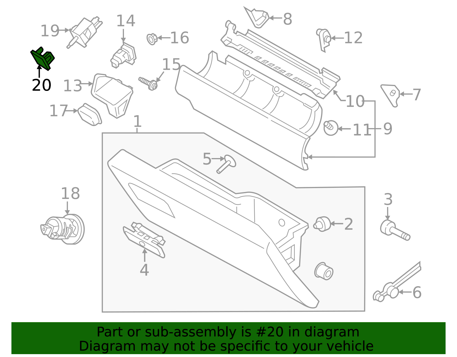 2018-2022 Ford | Glove Box Lamp Bezel | JL3Z-15044D82-AB | Walls' Ford ...
