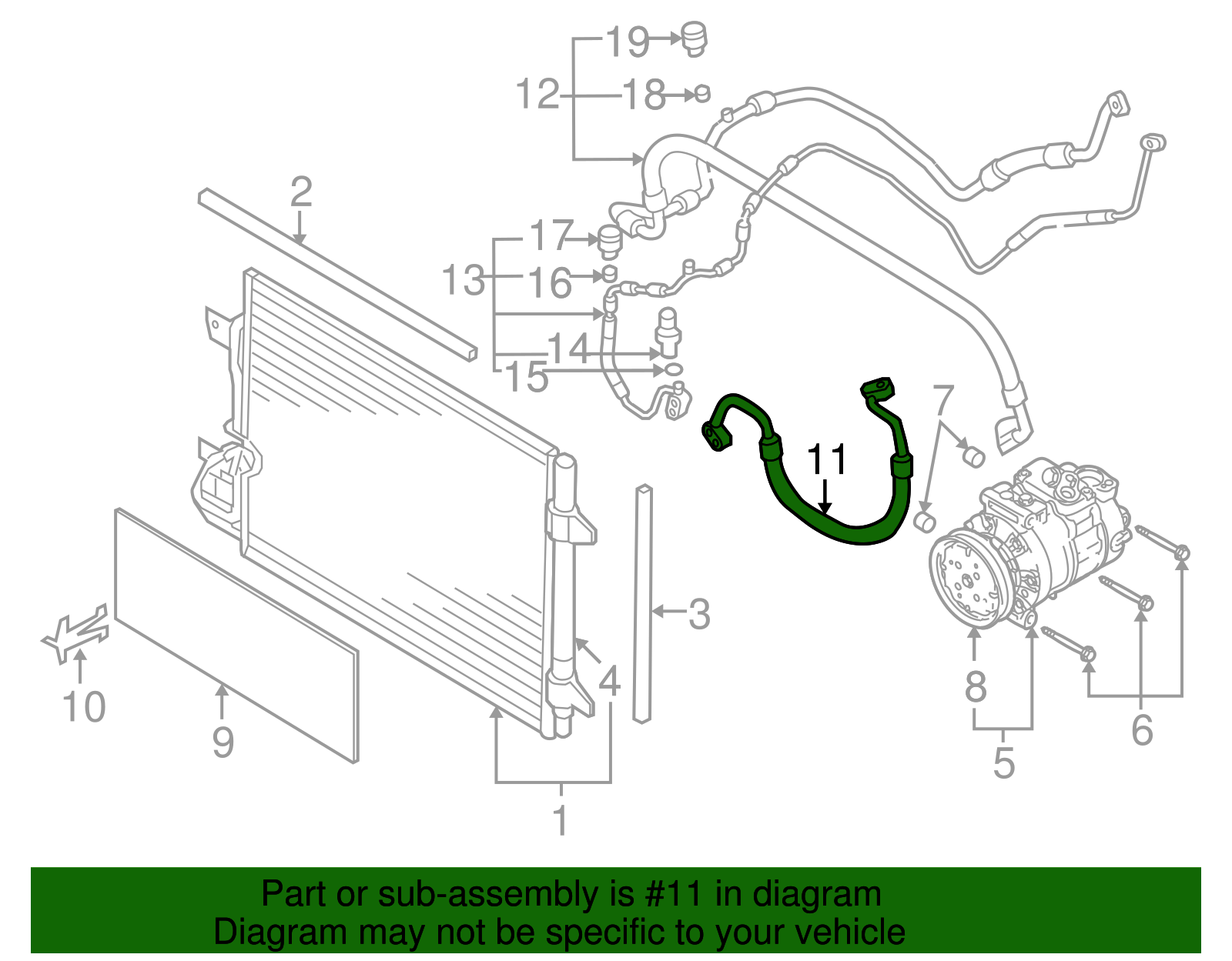 1K0-820-721-BL - A/C Refrigerant Discharge Hose 2008-2013 Audi | Audi ...