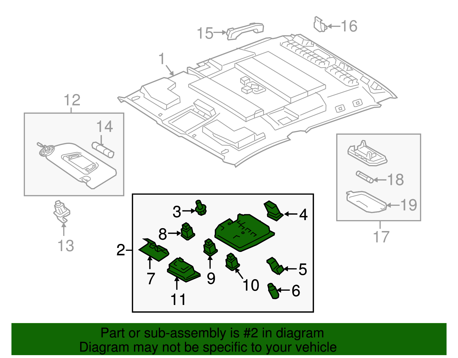 2016-2018 Toyota Tacoma Overhead Console 63650-04070-C0 | Toyota Parts ...