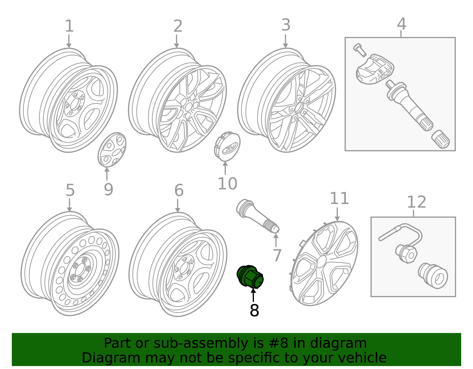 Ford Dealership 2020-2025 Ford Wheel Nut ACPZ-1012-N | Ford Parts Catalog