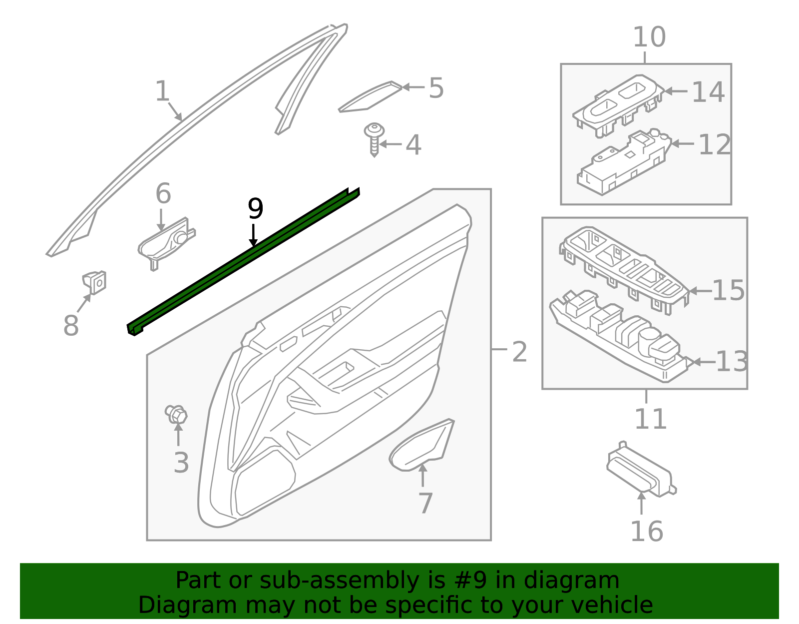 82231-J5000 - Belt Weather-Strip - Driver's Side (LH) 2018-2023 Kia ...